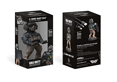 Power Up Factory Exquisite Gaming: Call of Duty: Lt. Simon "Ghost" Riley - Original Mobile Phone & Gaming Controller Holder, Device Stand, Cable Guys, Licensed Figure