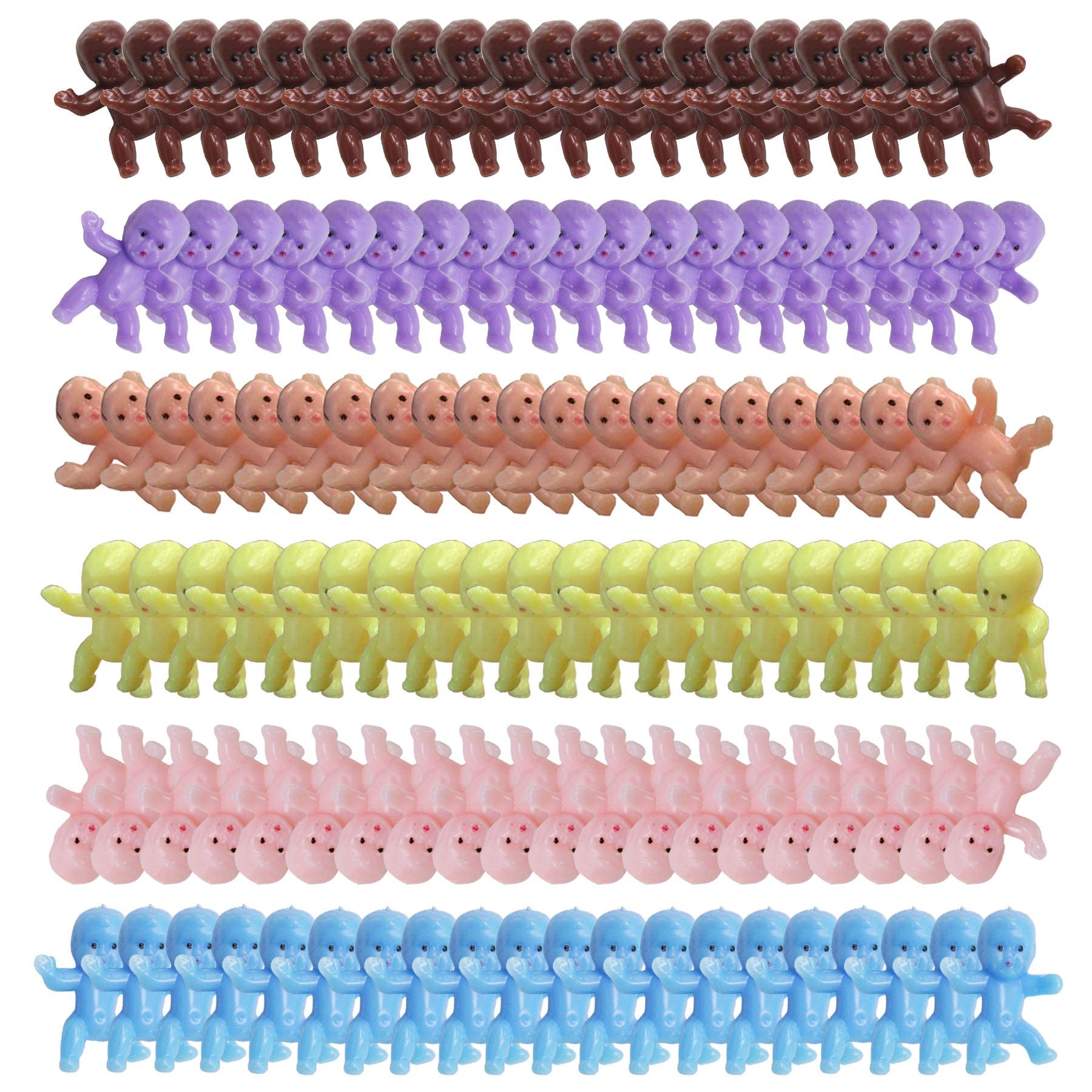 Zalmoxe Mini Plastic Babies 120 Pcs Tiny Baby Figurines Small King Cake Babies Bulk for Ice Cube Game Baby Shower Party Favors Decorations Dolls 1 Inch Little Babies(6 Colors)