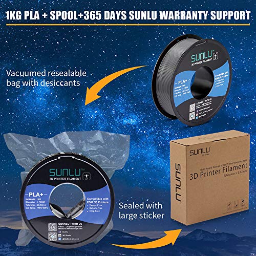 SUNLU PLA+ Filament 1.75mm 10KG PLA Plus 3D Printing Filament for 3D Printer & 3D Pens Tolerance Accuracy +/- 0.02 mm, 11x1KG (10 Colors)