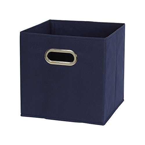 Household Essentials 5 Tier Storage Tower Metal, Grey Shelf β Black Frame, Ashwood & 81-1 Foldable Fabric Storage Bins | Set of 6 Cubby Cubes with Handles | Navy Blue, 6 lbs