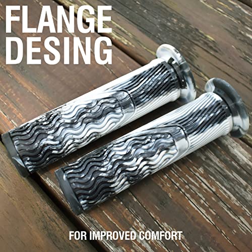 Marque MTB BMX Scooter Grips - Handlebar Bicycle Grips for Flat Straight Bars Like BMX, MTB, Scooter; Rubber Non-Slip Grip to Match Any Bike or Scooter (Flanged Urban Camo)