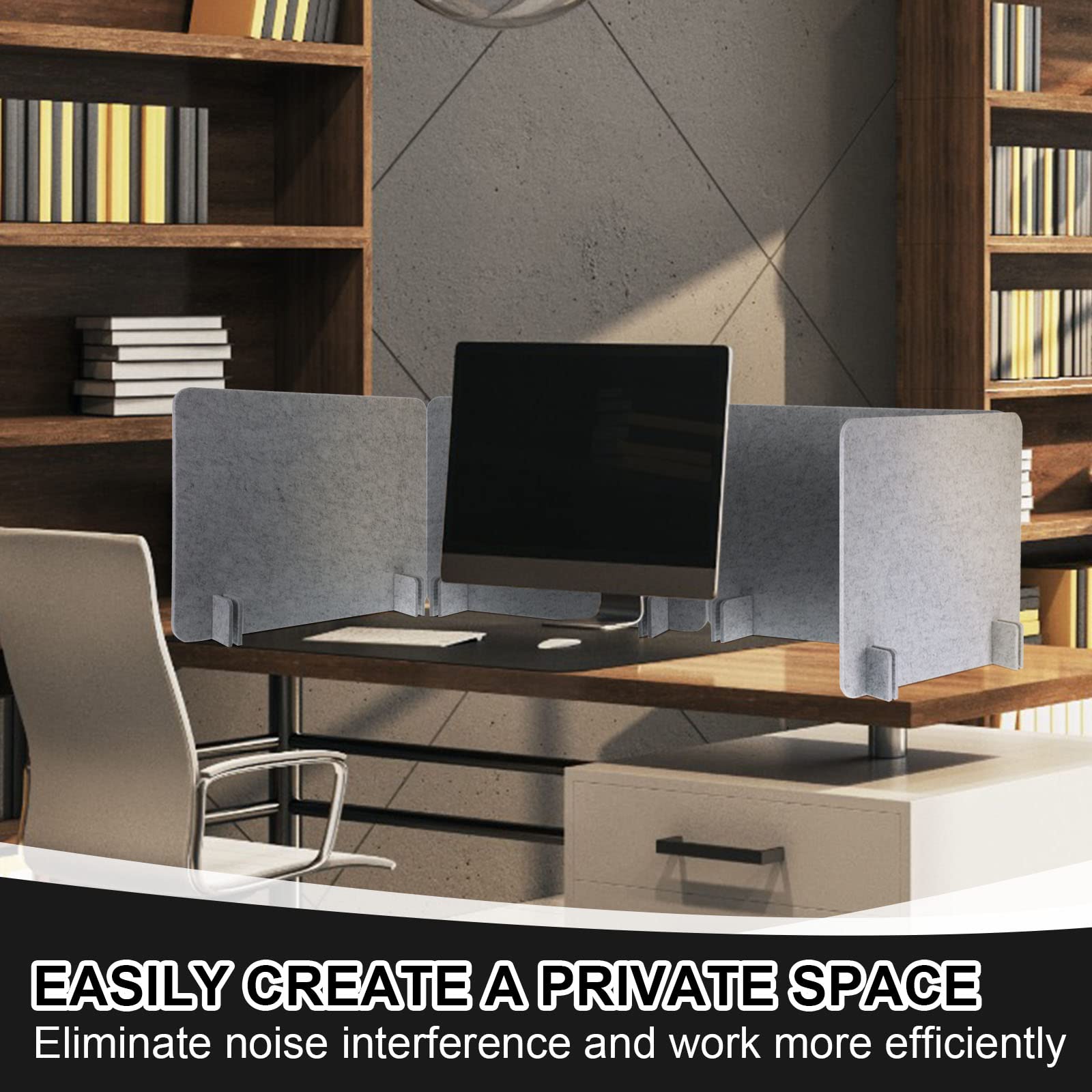 Fabbay 2 Pcs Acoustic Freestanding Desk Privacy Panel Desk Divider Desk Partition Noise Reducing Mounted Sound Proof Dividers Lightweight with Support Feet for Classroom Room Table (Silver Gray)