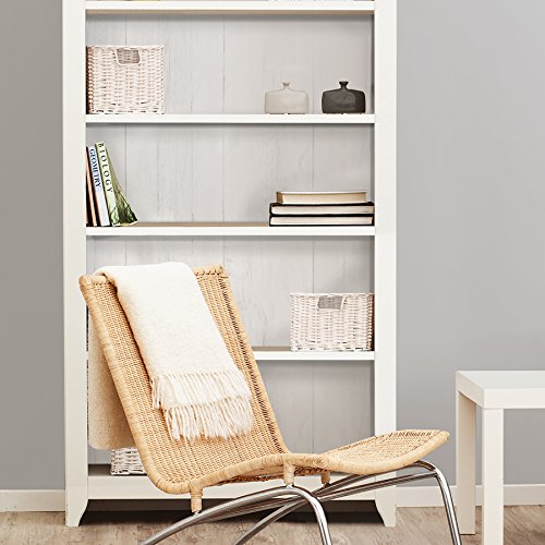 NuWallpaper NU3129 Reclaimed Shiplap Peel Stick Wallpaper, White & Off-White