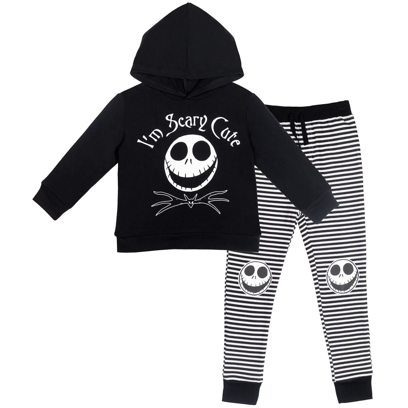 Disney Nightmare Before Christmas Jack Skellington Little Boys Hoodie and Pants Outfit Set Black 7-8