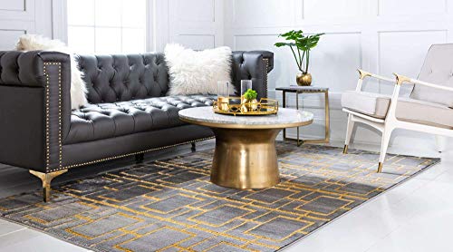 Unique Loom Marilyn Monroe Glam Collection Area Rug - Deco (6' 1' x 9' Rectangle, Gray Gold/ Gold)