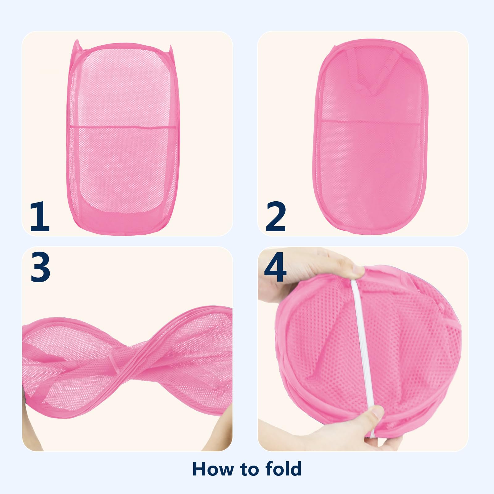 LXLOVESM Pop Up Hamper, Mesh Popup Laundry Hamper, Clothes Basket, Collapsible Hamper for Laundry, Foldable Hamper for Travel and Storage (Pink)