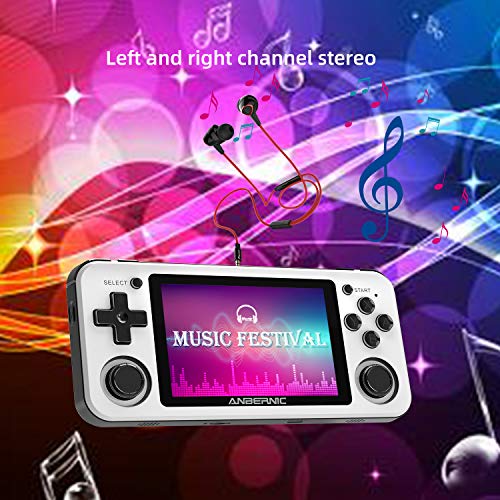 RUIXIAO RG351P Handheld Game Console,Plug & Play Video Games Supports TF Extend 256GB , Portable Game Console 3.5 Inch IPS Screen Double 3D Rocker Supports 3.5mm Sound Headphones (White)