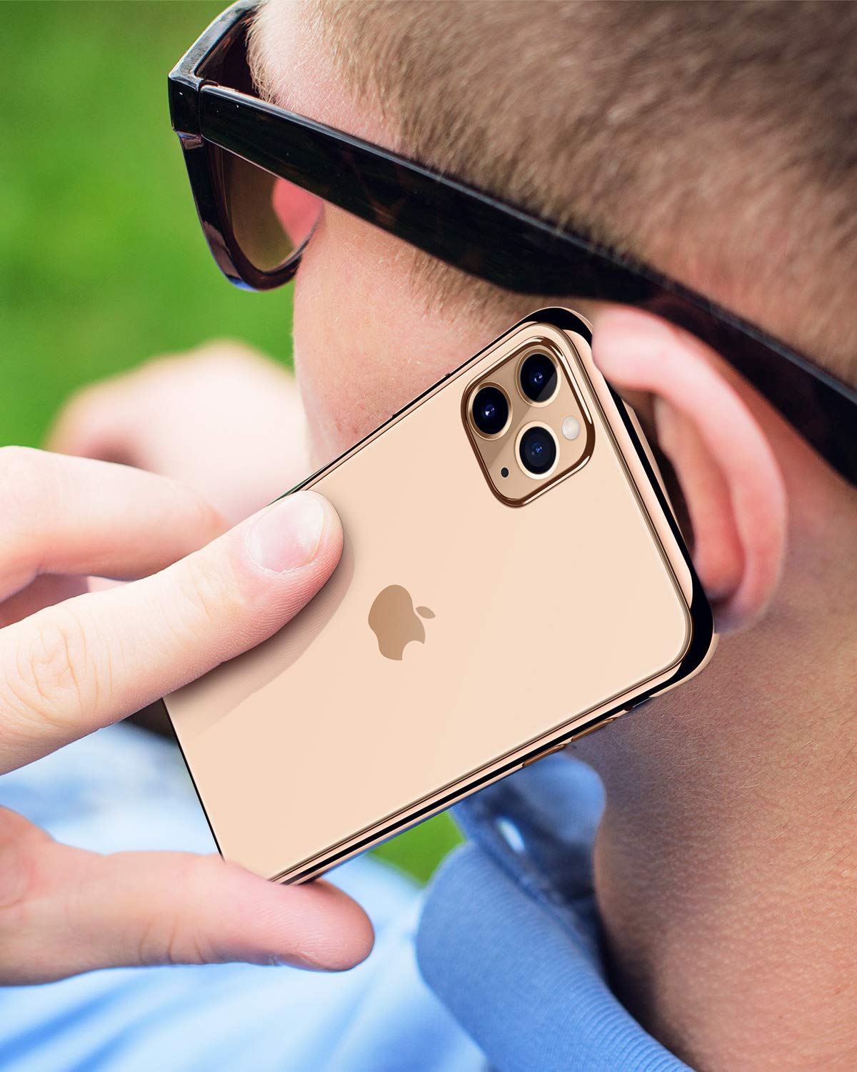 DTTO Compatible with iPhone 11 Pro Case, Slim Fit Clear Soft TPU Cover Case with Metal Luster Edge for 2019 iPhone 5.8 Inch-Gold