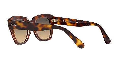 Ray-Ban RB2186 State Street Square Sunglasses, Havana On Transparent Pink/Brown Vintage, 49 mm