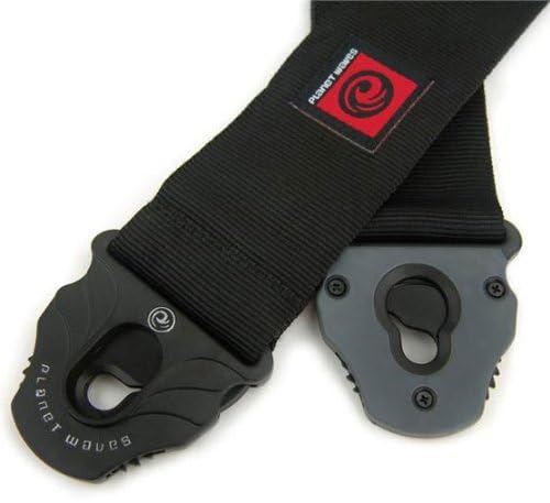 D'Addario Accessories Locking Guitar Strap - Guitar Accessories - Electric Guitar Strap, Acoustic Guitar Strap, Acoustic Electric Guitar Strap & Bass Guitar Strap - Black