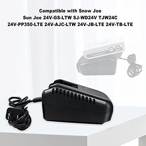 Moccdor Quick Charge Dock for Snow Joe 24V Battery and Sun Joe 24V Battery,for Use in iBAT24 and 24VBAT Series Batteries, with LED Flashing Indicator Lights,Black