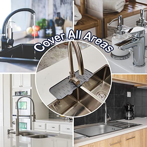 Kitchen Faucet Sink Splash Guard, Silicone Water Catcher Mat β Sink Draining Pad Behind Faucet, Grey Rubber Drying Mat for Kitchen & Bathroom Countertop Protect