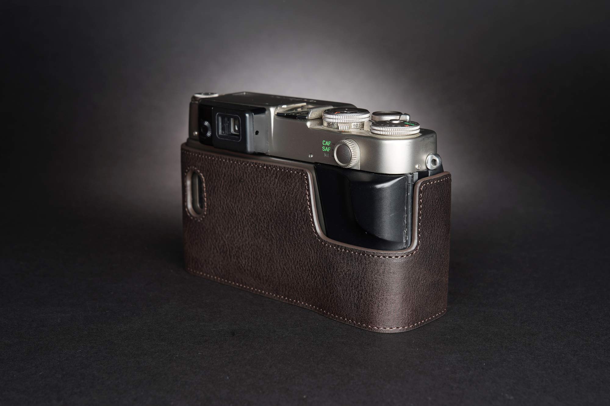 Contax G2 Case, BolinUS Handmade Genuine Real Leather Half Camera Case Bag Cover for Contax G2 Camera with Hand Strap (Coffee)