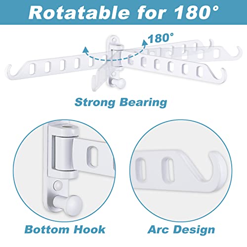 SKIKEN White Laundry Clothes Hanger Rack with Swing Arm, Wall Mounted Coat Hanger, Small Folding Drying Hanger, 180°Rotation, Space Saver, Sturdy Hanging, Solid Aluminum (2-Pack, White)