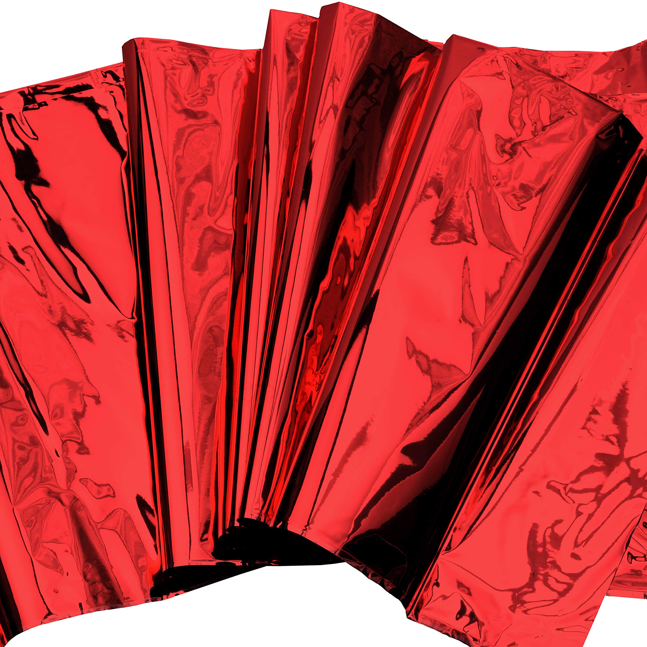 JUICY MOOM Red Foil Tablecloth Plastic Table Cover Rectangle Tables Tinsel Foil Table Cloth for Wedding Anniversary Birthday Graduation Bachelorette Thanksgiving Christmas Party, 54 x 108 Inch, 2pc
