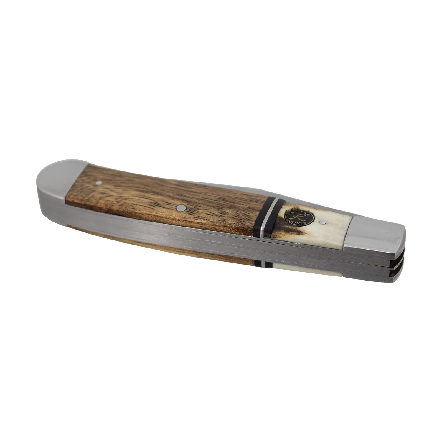 Roper Knives Laredo Series Tapper Folding Pocket Knife β (2) 1065 Carbon Blades in 1 Knife with a Stag Wooden Handle