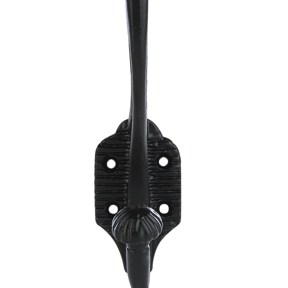 Set of 4 Heavy Duty Wall Mounted 6 Inch Double Coat Hooks in Black Powder Coat Finish Utility Solid Brass Decorative Hooks with Easy Installation Hardware