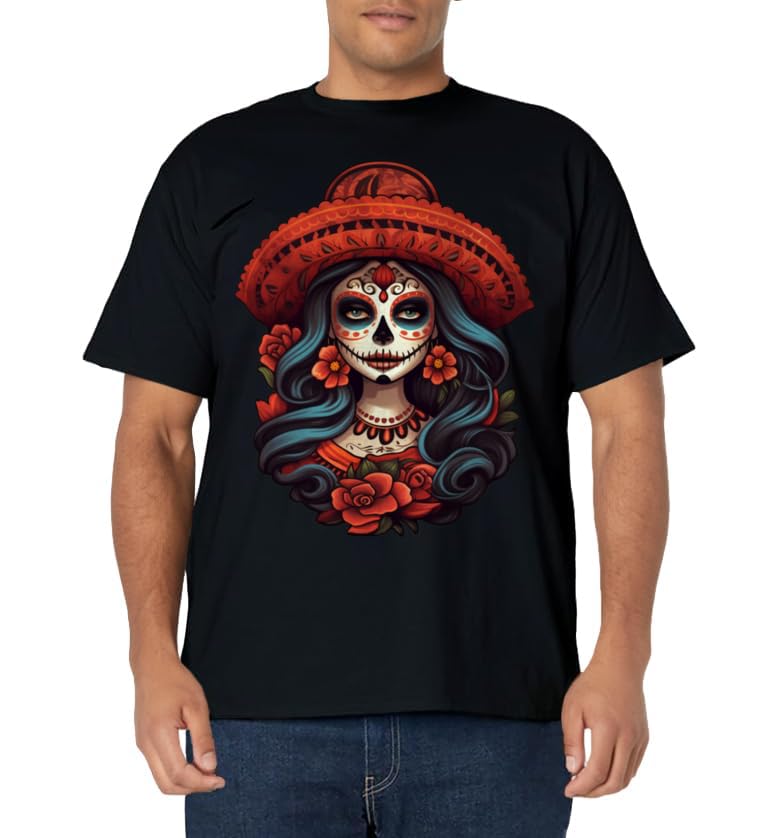 De Los Muertos La Catrina Day of the Dead Sugar Skull Women T-Shirt