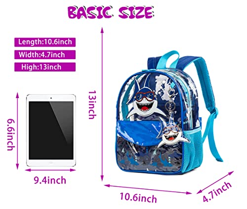 MOHCO Toddler Clear Backpack 13 inch Preschool Backpack Kindergarten Bookbag with Lunch Bag and Pencil Case for Boys and Girls