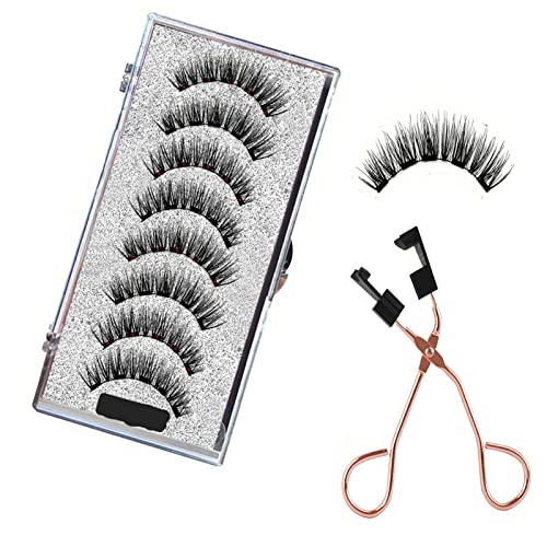 Dual Magnetic False Eyelashes Set,No Eyeliner or Glue Required Reusable Natural Look False Eyelashes Black Eyelashes Lightweight and Easy to Wear 2 Pairs
