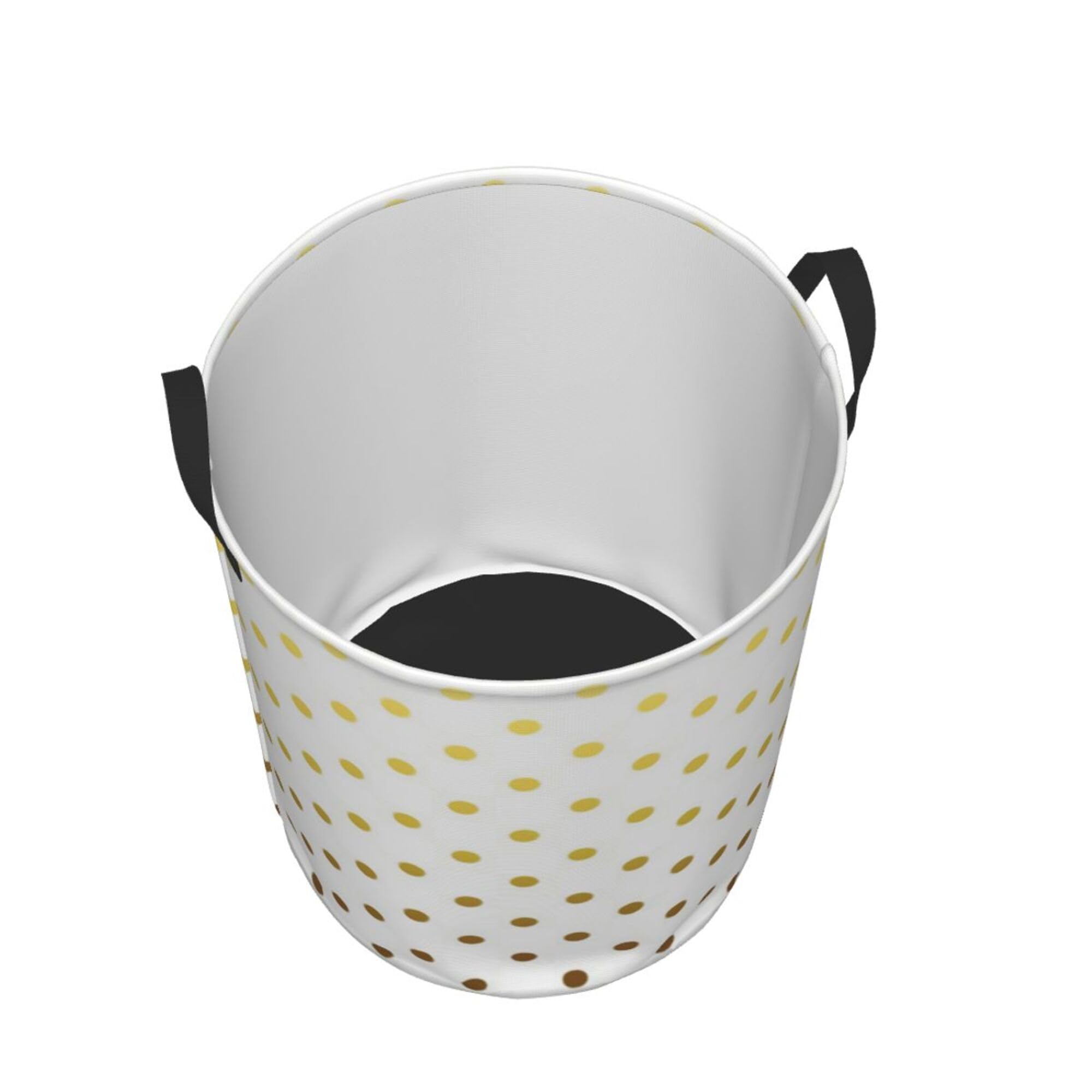 Large Laundry Basket, White Gold Polka Dot Laundry Hamper Bag 19.6" Collapsible Washing Bin With Handles for College Dorm, Family Essentials Storage