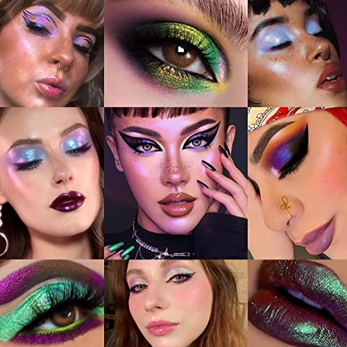 DE'LANCI Metallic Liquid Eyeshadow Chameleon, Intense Duochrome Shifting Eyeshadow Shimmer, Long-lasting With No Crease, Sparkly Highly Pigment Eyeshadow Halloween Makeup, 1.6g (#10 MIRACLE)