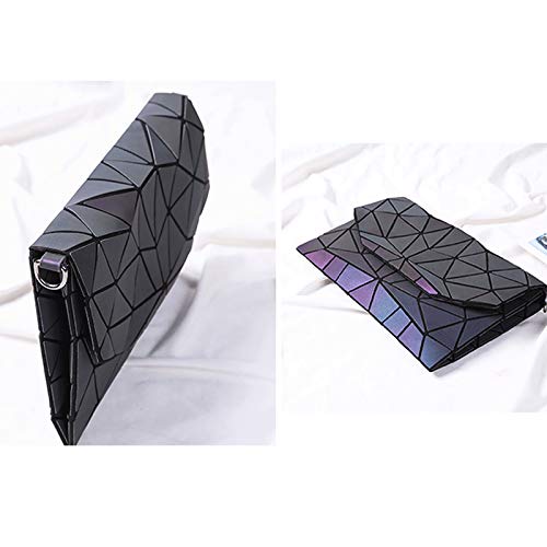 Van Varo Geometric Hard Lattice Crossbody Shoulder Bag Luminous Envelope Handbag Black One Size