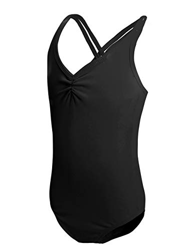 Daydance Black Dance Leotards for Girls, Sleeveless Camisole Ballet Outfits