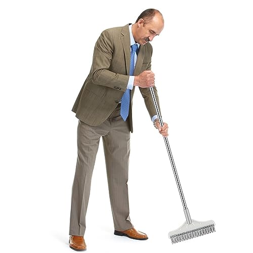 Plastic Two Sided Floor Brush Scrubber Suitable for Bathroom Tile Floors Garage Cleaning (White Gray)