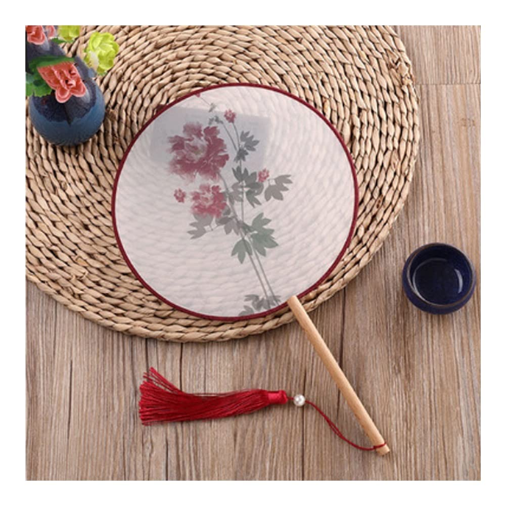 Folding Hand Fan Hand Fan Folding Fan Translucent Long Handle Ancient Style Group Fan Hanfu Costume Dance Palace Fan Chinese Style Female Fan Folding Fan (2 Pieces)