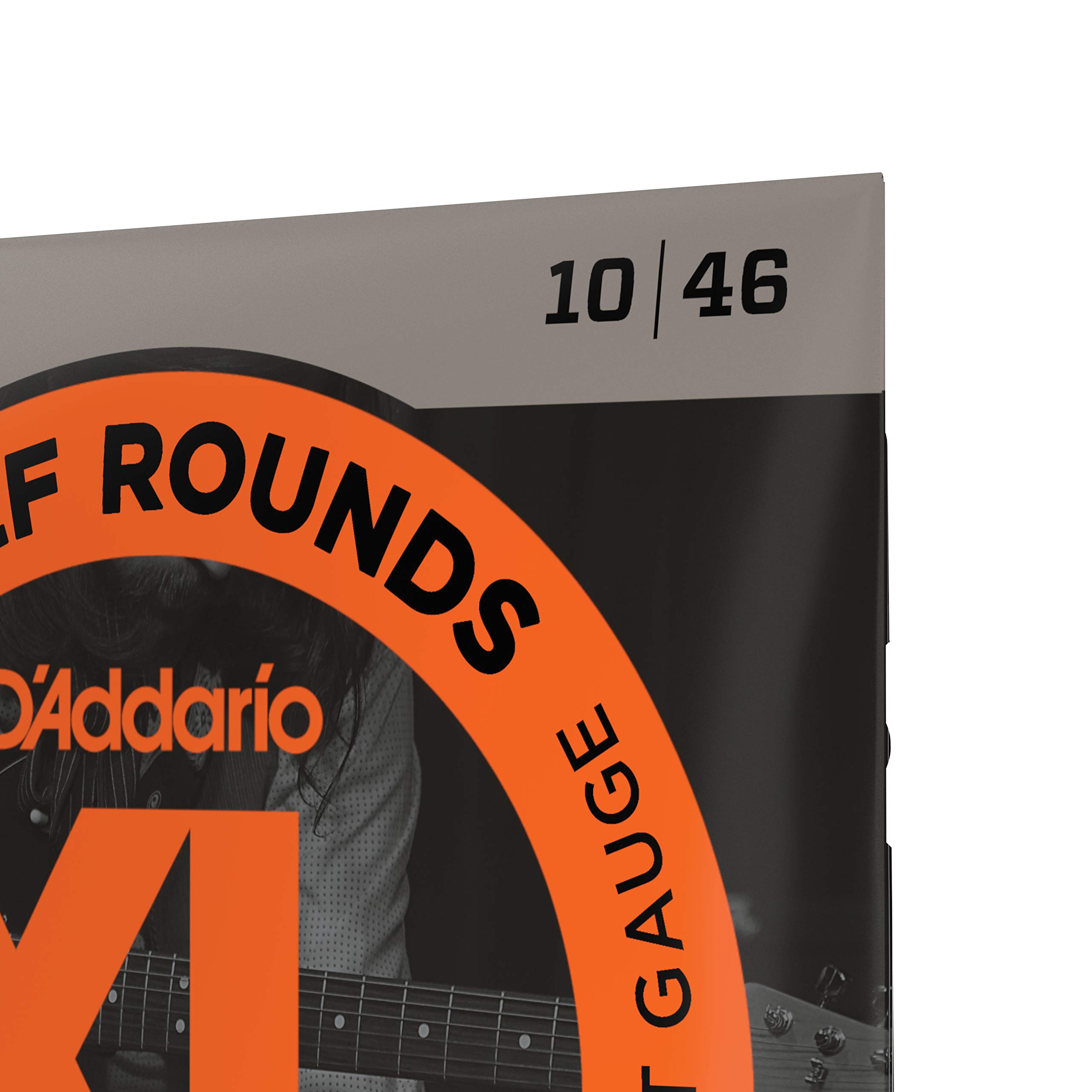 D'Addario Guitar Strings - XL Half Rounds Electric Guitar Strings - Semi-Flat Wound - Bright Tone, Smooth Feel, Reduced Finger Noise - EHR310 - Regular Light, 10-46