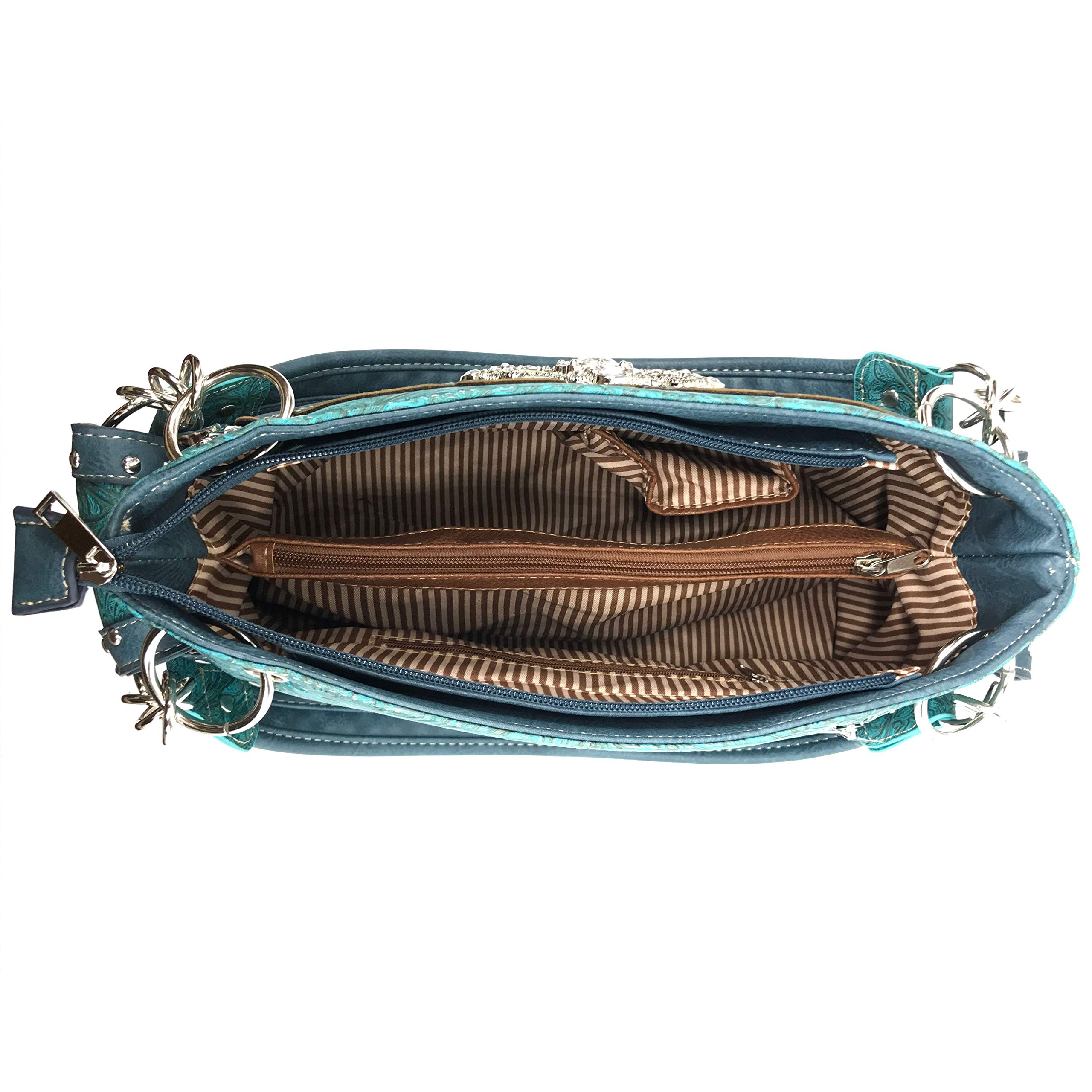 Zelris Colorful Native Tribal Feathers Conceal Carry Women Handbag Purse with Wallet (Brown)