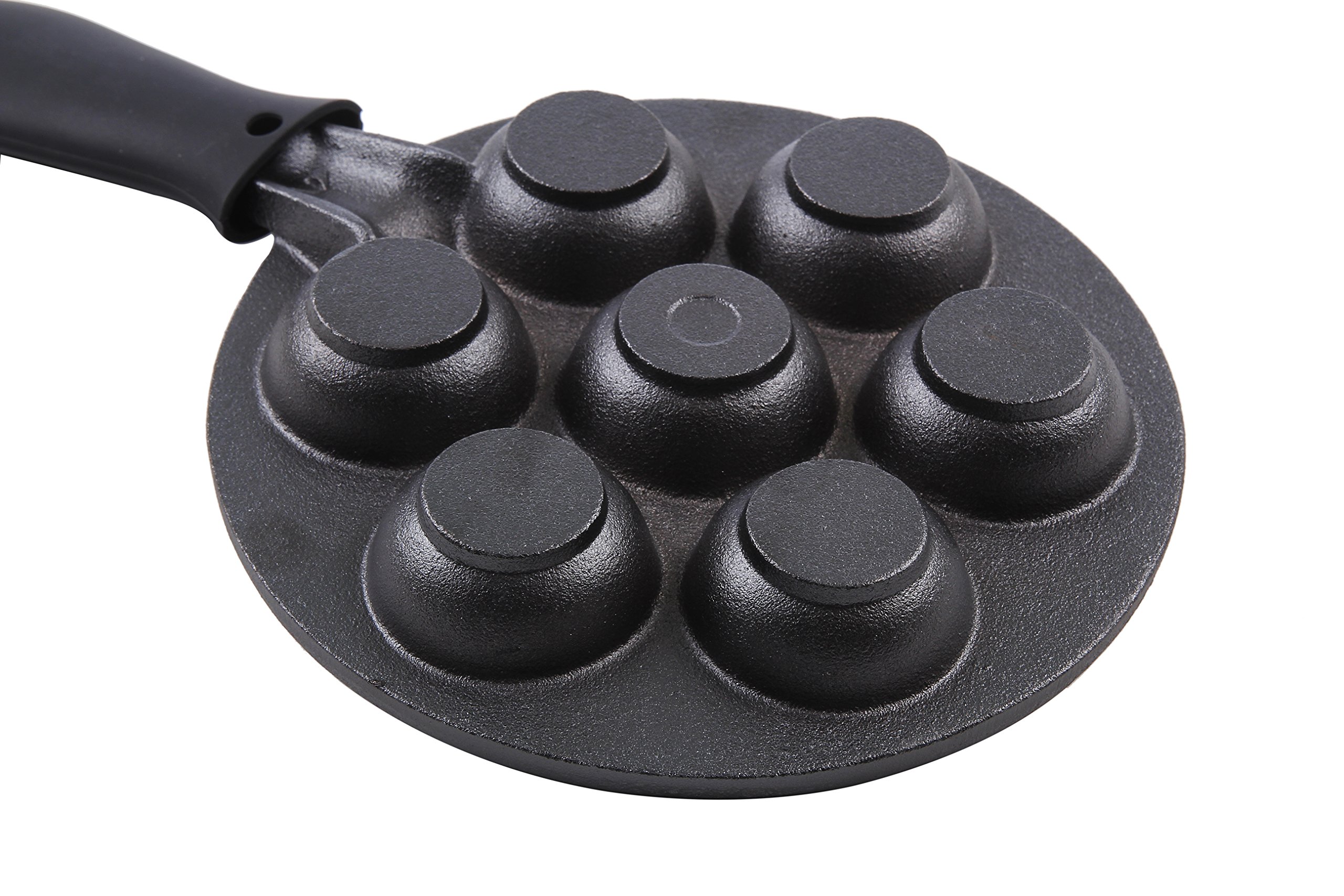 Upstreet Cast Iron Aebleskiver Pan/Ebelskiver Pan/Ideal for Mini Pancake Mold, Cake Pop Pan, and Takoyaki Maker for Danish Stuffed (Black)