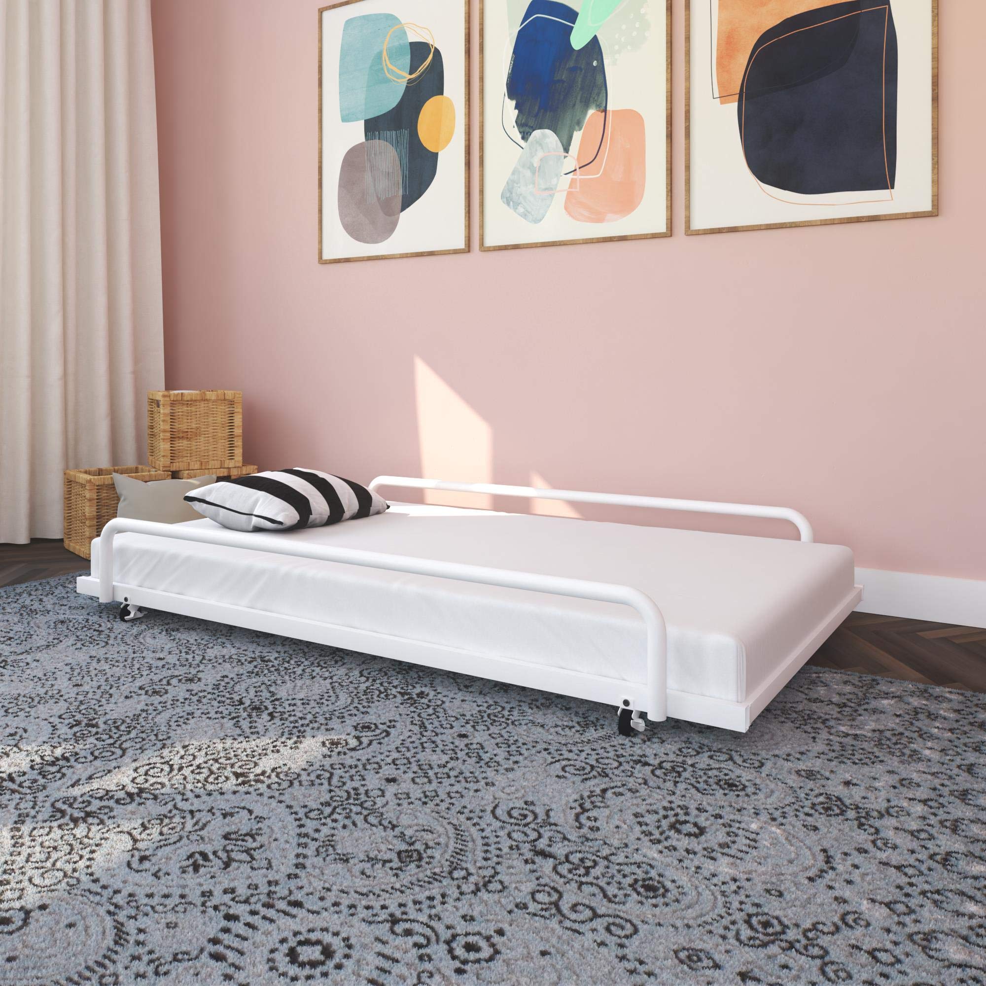 DHP Metal Trundle for Daybed Frame, Fits Twin Size, Silver