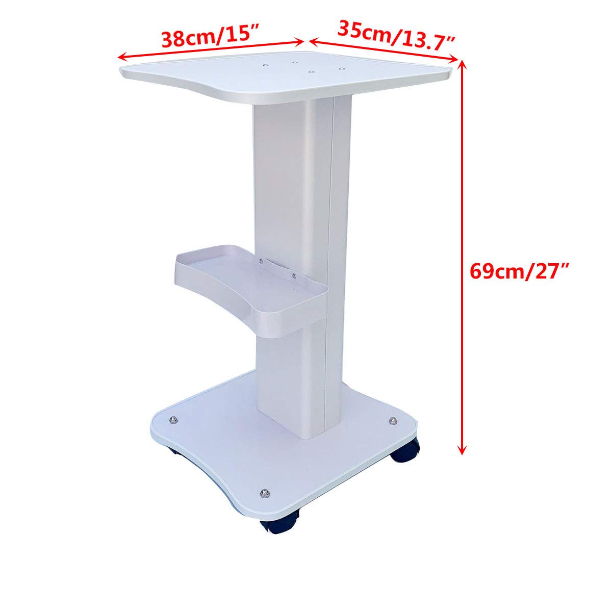 Cozyel Beauty Rolling Trolley Cart Equipment Mobile Salon Spa Service Instrument Hairdressing Storage Tray Iron Frame White