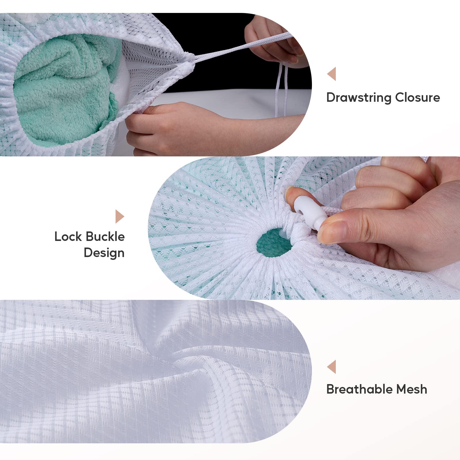 Meowoo Large Mesh Laundry Bag, 24×36inch Heavy Duty Mesh Laundry Bags Drawstring Lockable, Laundry Hamper Liner, Machine Washable, for Travel,Storage, Sports Factories, Dorms, White 1pcs