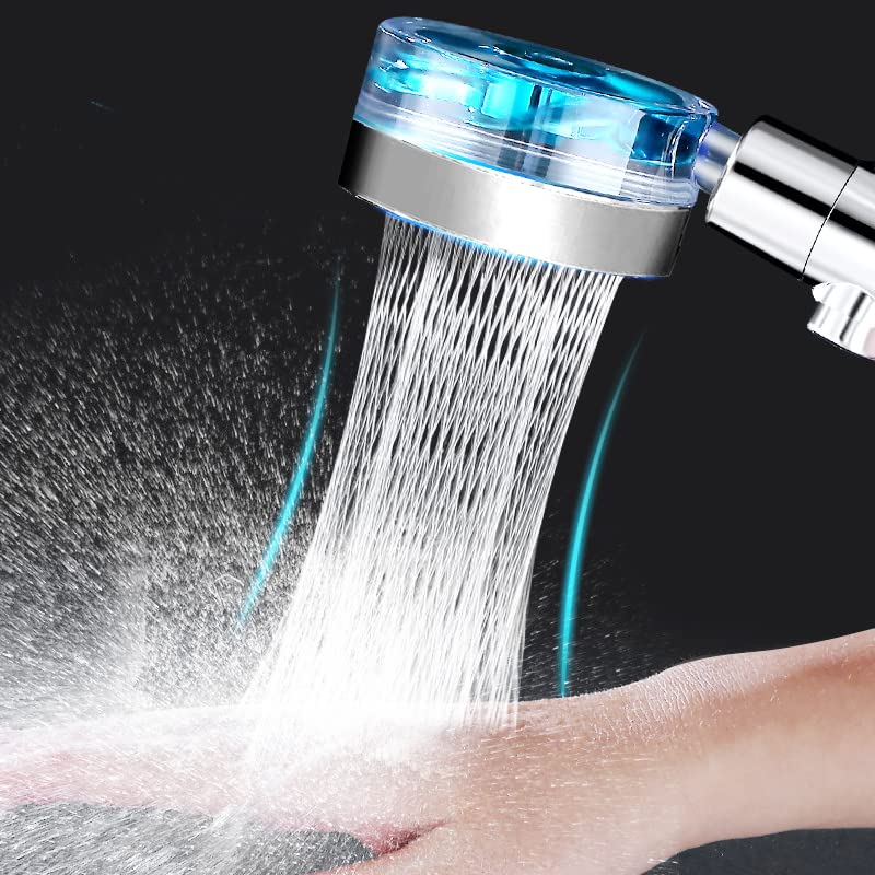 High Pressure Shower Heads, Handheld Turbo Fan Shower, Hydro Jet Shower Head Kit with Replacement Hose/Bracket/Cotton Filters and Bath Loofah, One Key Pause Switch 360 Degrees Rotating