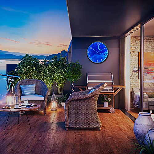 OCEST Night Light Wall Clock for Bedroom, 12 Inch Silent Battery-Operated LED Wall Clocks for Living Room/Kitchen, Glow in The Dark Large Digital Display Wall Clock Kids Birthday Gift -Moon