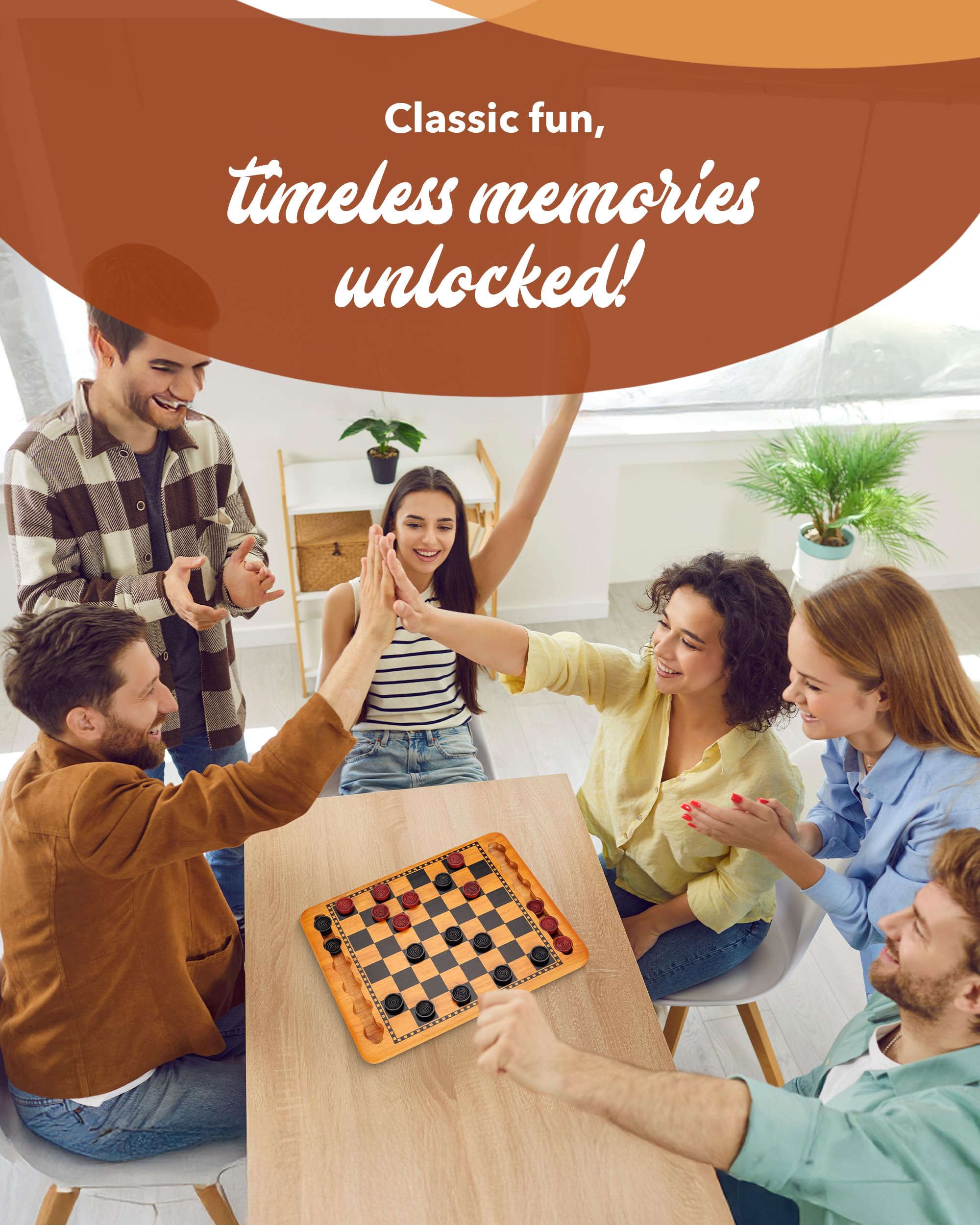 WE Games Solid Wood Red and Black Checkers Board Game Set with Inset Grooves for Pieces, 14.5 in.