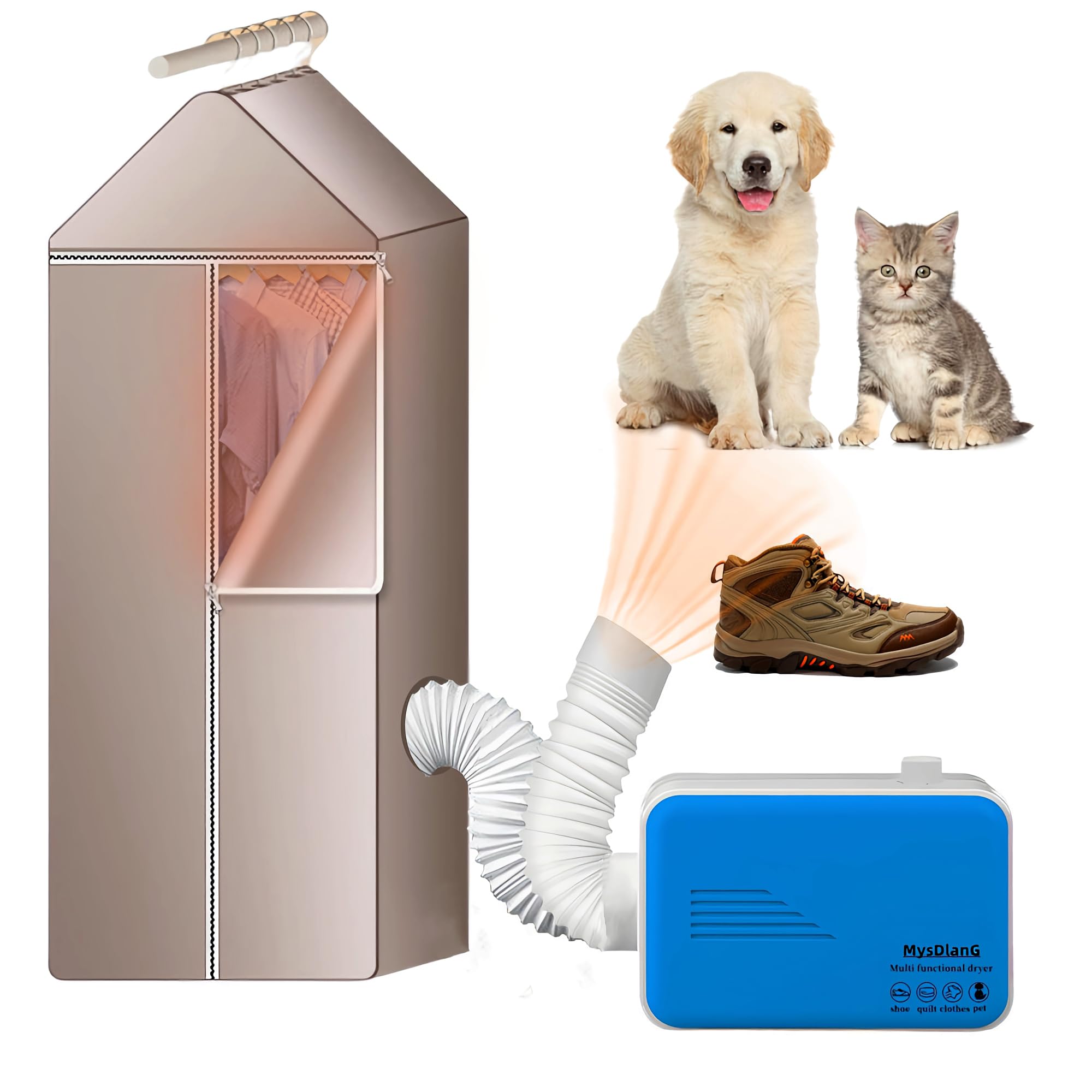 MysDlanG Portable Dryer for Apartments,Travel Portable Dryer Machine for Clothes with Timer,Drying Pets/Shoes/Clothes/Warming Bedding Machine,Mini Dryer for Apartments, Dorms, RVs,sssss, Blue