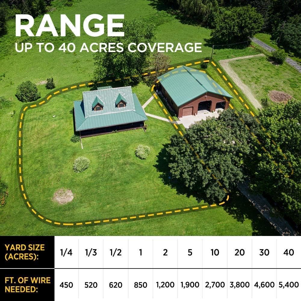 Dogtra E-Fence 3500 In Ground Fence for Dogs Wireless Rechargeable Collar 40-Acre Vibration Outdoor Underground Wire Electric Dog Fence