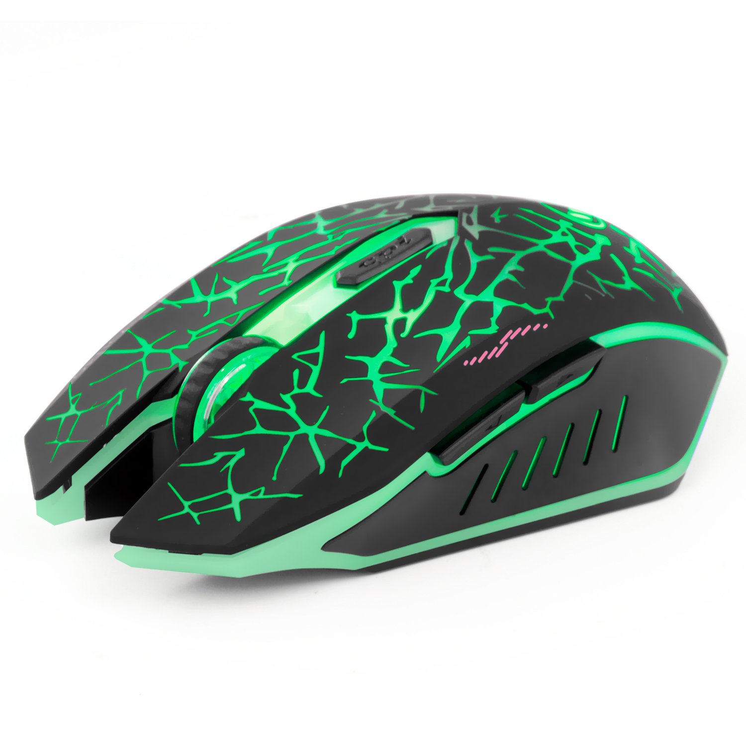 VEGCOO C12 Wireless Gaming Mouse,Rechargeable Mice Silent Click Cordless Mouse with 6 Buttons PC Gaming Mice Advanced Technology with 2.4GHZ Up to 2400DPI for PC Laptop (Green)