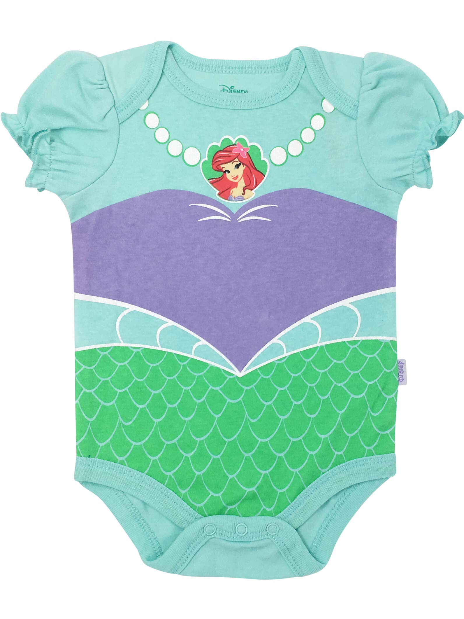 Disney Princess Snow White Belle Aurora Infant Baby Girls 5 Pack Bodysuits Aurora, Snow White, Ariel, Cinderella, Belle 18 Months