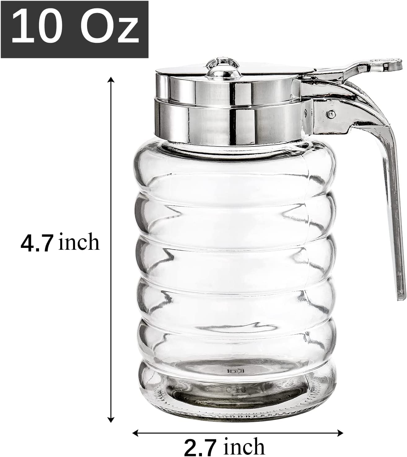 Hacaroa 4 Pack Glass Syrup Dispenser, 10 Oz Maple Syrup Pourer Container with Plastic Top, No Drip Honey Syrup Holder Dispenser Bottles for Honey, Syrup