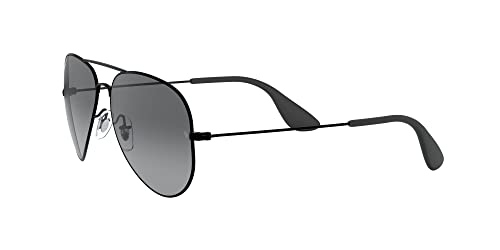 Ray-Ban RB3558 Aviator Sunglasses, Black/Polarized Light Grey Gradient Grey, 58 mm