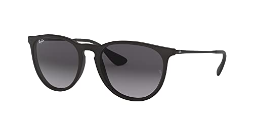 Ray-Ban RB4171 Erika Round Sunglasses, Rubber Black/Light Grey Gradient Dark Grey, 54 mm