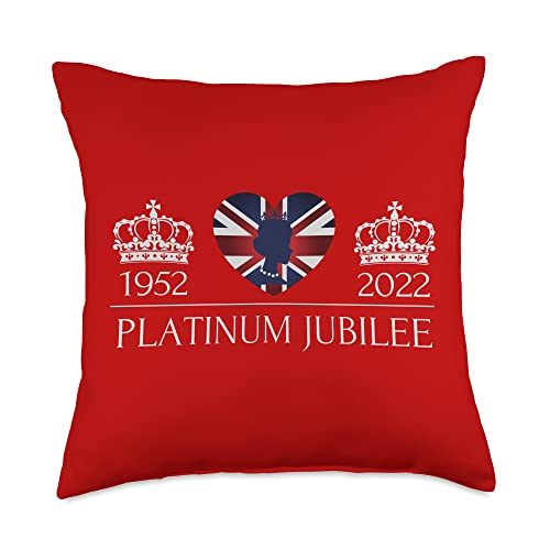 The Queen's Platinum Jubilee 2022 Merchandise British Queen Monarchy Platinum Jubilee 70th Anniversary Throw Pillow, 18x18, Multicolor