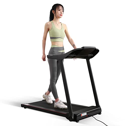 Folding Treadmill Voice Control Treadmills Electric Motorized Portable Running Machine 7.5MPH with Bluetooth Connection 220lbs Capacity Treadmill for Home Workout Exercise Running Walking