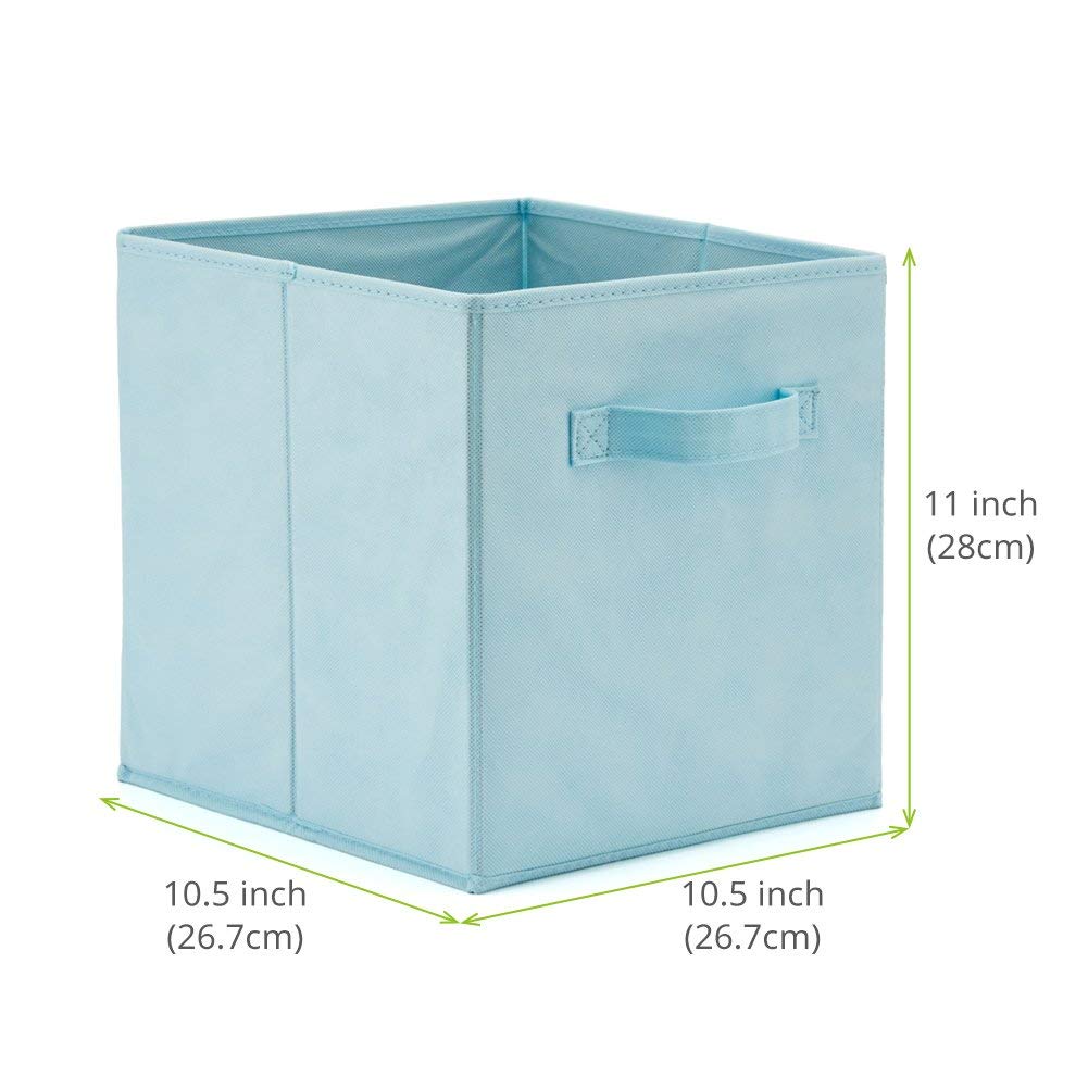 EZOWare Set of 12 Foldable Basket Bin Collapsible Storage Cube For Nursery, Kids Toys Organizer, Shelf Cabinet - ( Pale Dogwood + Light Blue)
