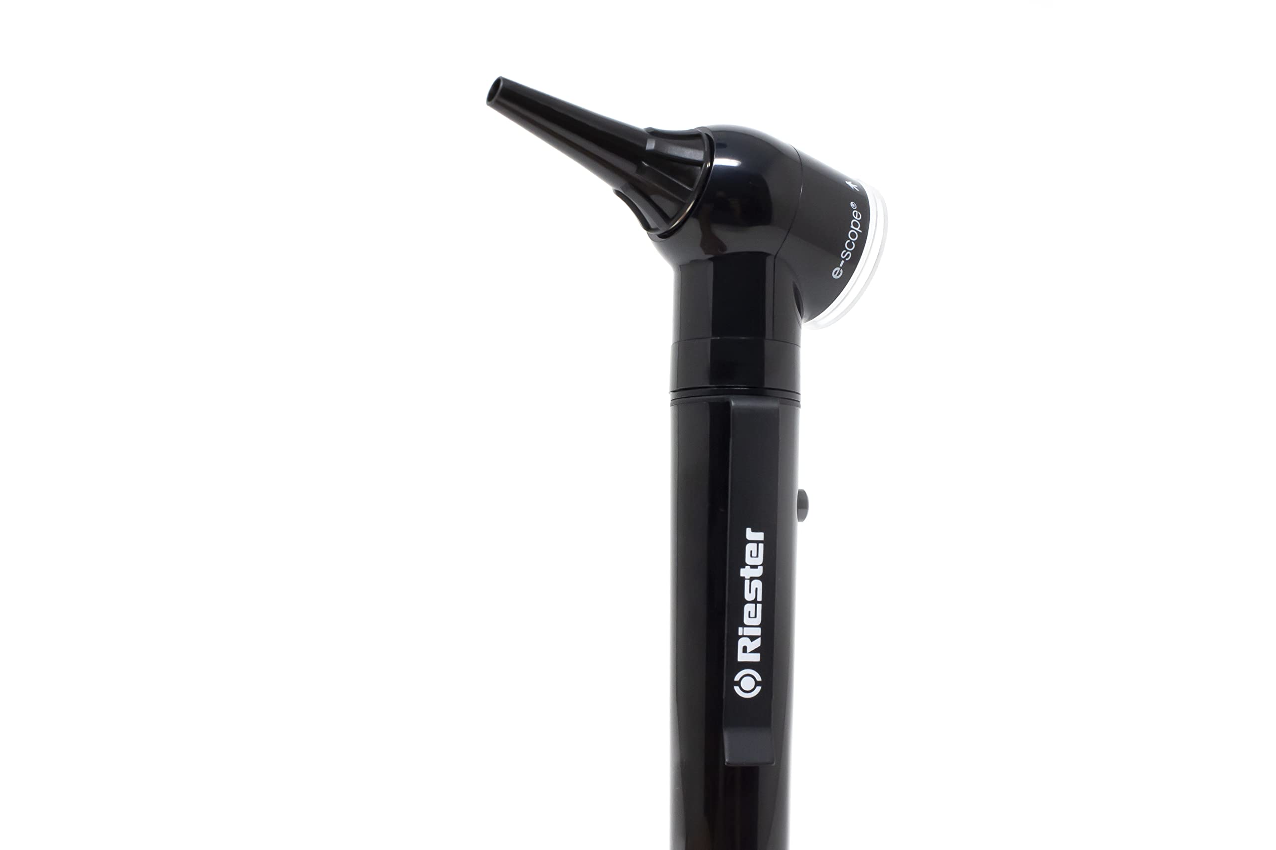 Riester e-Scope Otoscope Fiber Optic XL 2.5V Xenon Light (3.200 K), Ear Scope with Light, AA Battery Handle, Case Included, Pocket Sized, Black, 2111-202